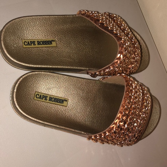 Cape Robbin | Shoes | Gold Cape Robbin Slides | Poshmark
